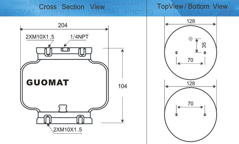 Iron Industrial Air Spring GUOMAT 1B8X1 Refer To Phoenix 579-913-532 ...