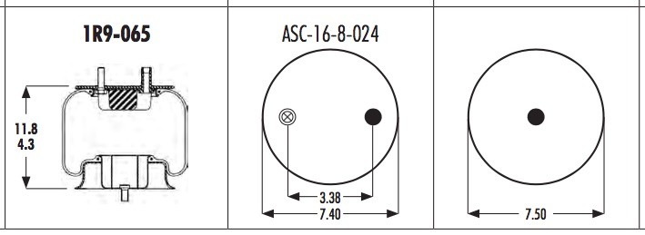 1R9-065 Goodyear Rolling Lobe Truck Air Suspension Springs