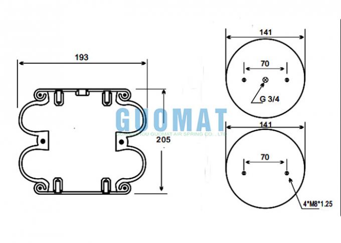 W01-358-7325 Industrial Air Spring Firestone Rubber Bellow 26 Style 2B8 ...