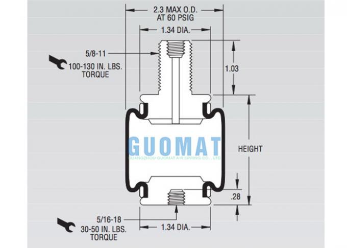 Small Suspension Air Spring , 2M2A Rubber Bellows Airstroke Actuator ...