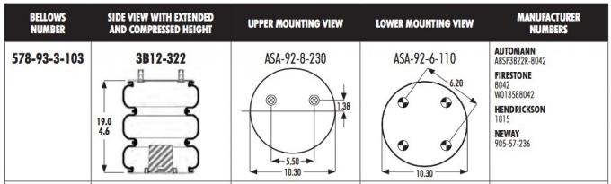 W013588042 578-93-3-103 Goodyear Air Spring 3B12-322 For NEWAY 905-57-236