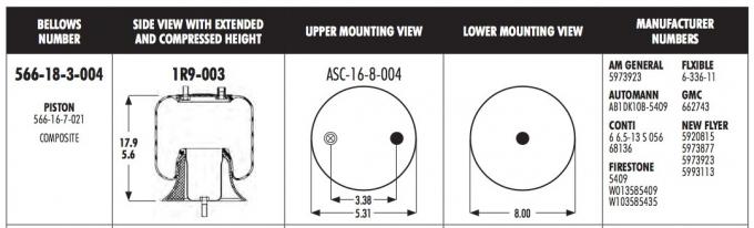 Goodyear 1R9-003 Suspension Airbags Rolling Lobe Bellows 566-18-3-004 ...