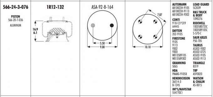 1R12-132 Goodyear Air Spring 566-24-3-076 W013589105 HDA PMABG-9105B