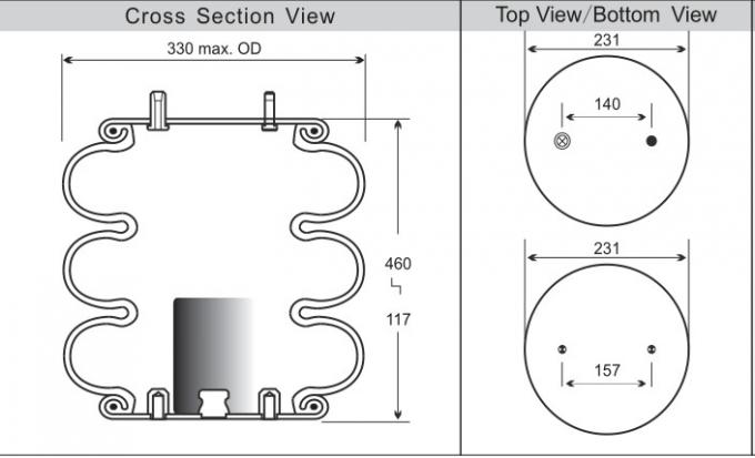 Contitech FT330-29433 Bellows Type Suspension Air Spring Bag Firestone ...